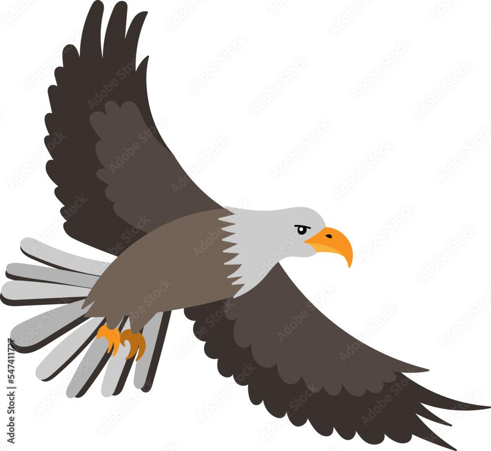 Bald eagle. Cartoon vector illustration for children isolated on white ...