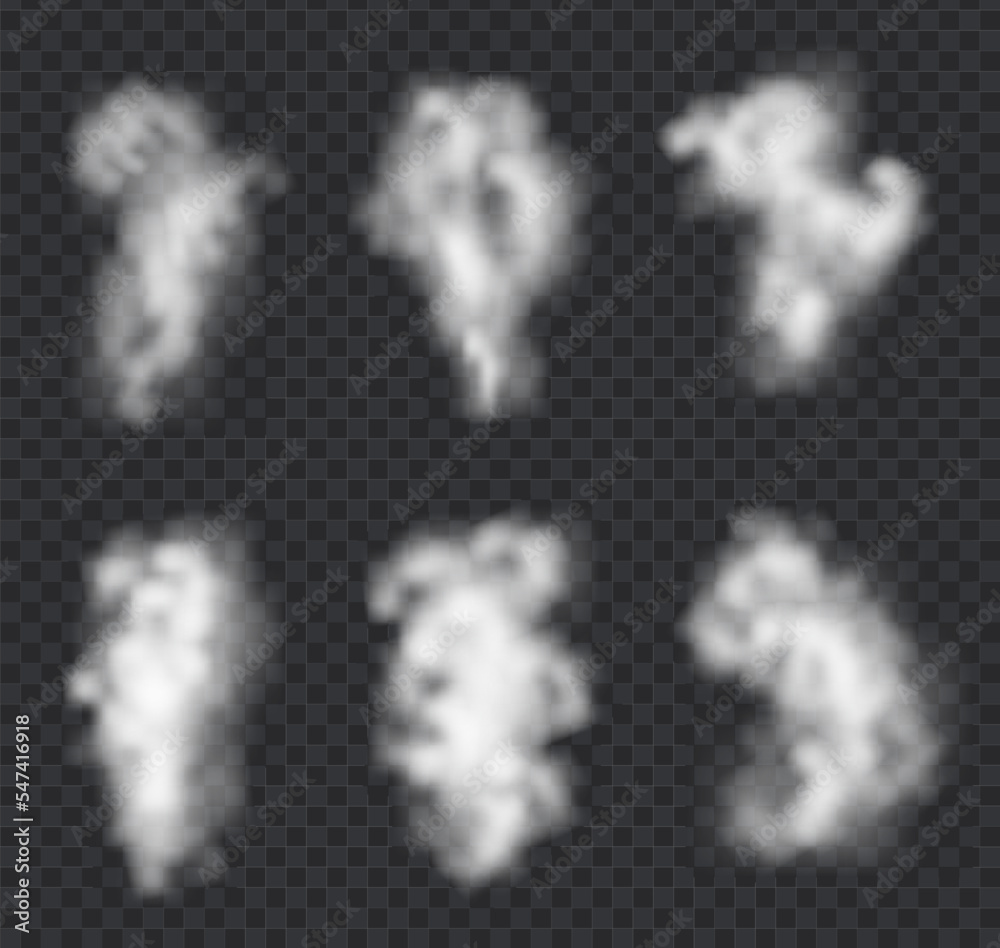Smoke vector collection, isolated, transparent background. Set of ...