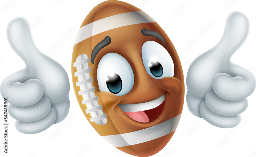 American Football Ball Emoticon Emoji Cartoon Icon Stock Illustration ...