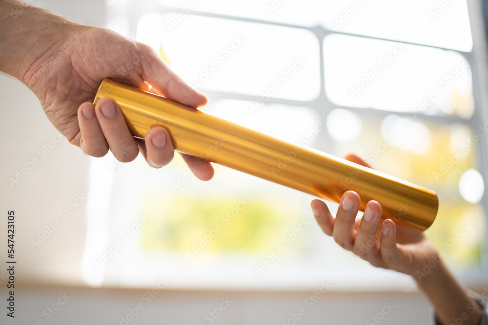 Business Woman And Woman Relay Baton Handover Stock Photo | Adobe Stock