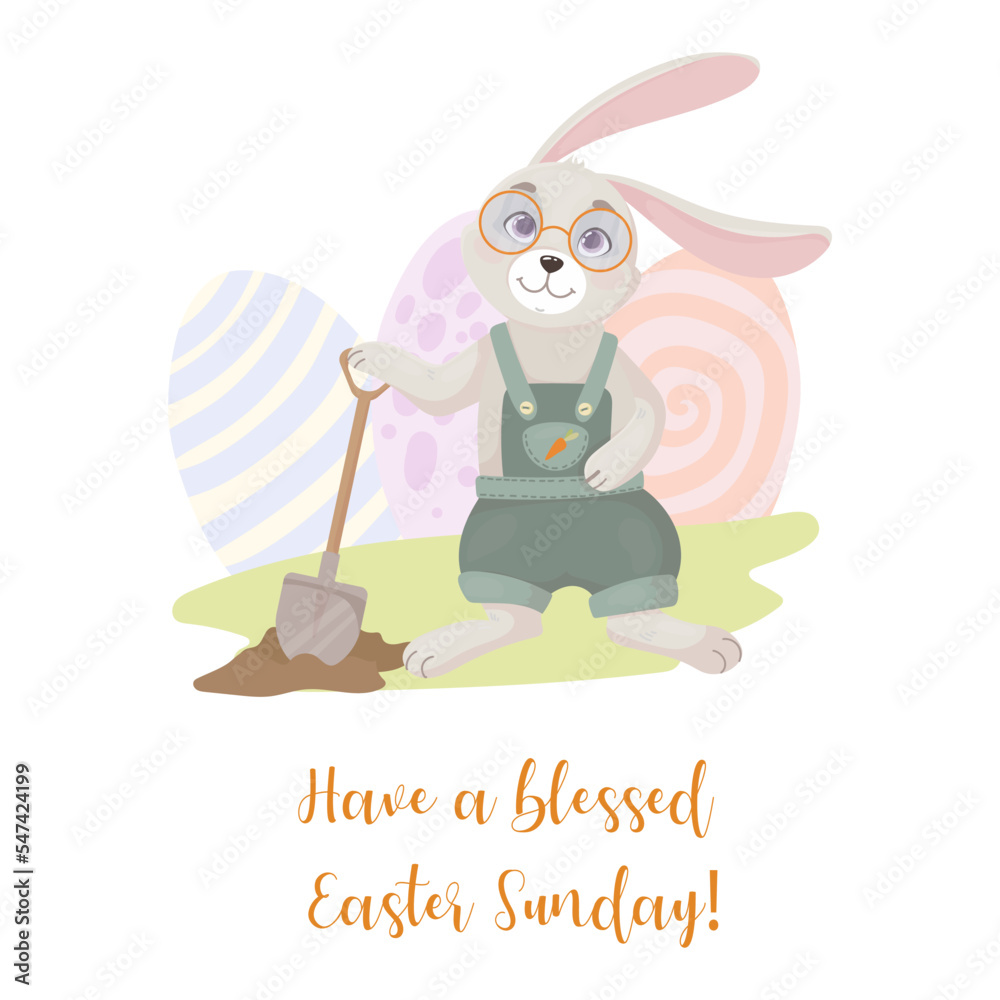 Cute cards for Easter. Hand-drawn design of Spring greeting card. Happy ...