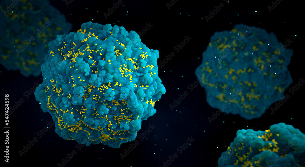 HIV Virus Microbiology And Virology Concept. HIV particles emerging ...