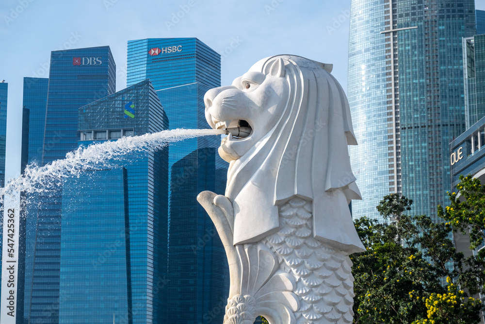 Singapore - 22 October 2022: Merlion Statue at Merlion Park, it is a ...