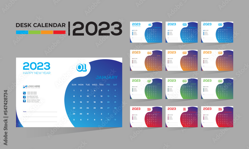 2023 desktop vector calendar design Stock Vector | Adobe Stock