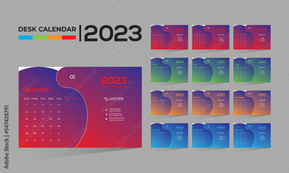2023 desktop vector calendar design Stock Vector | Adobe Stock