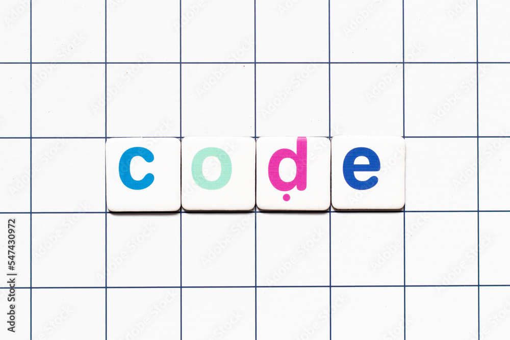 Colorful tile letter in word code on white grid background Stock Photo ...