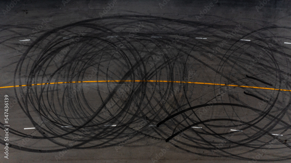 Top view tire tracks texture and background, Asphalt texture with line ...