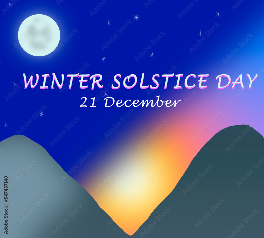 One half shows the night sky with a full moon, the other half shows the ...