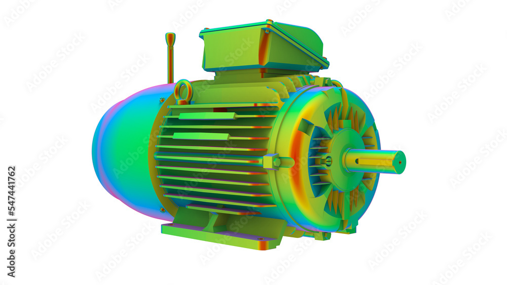 3D rendering - finite element analysis of an electric motor Stock ...