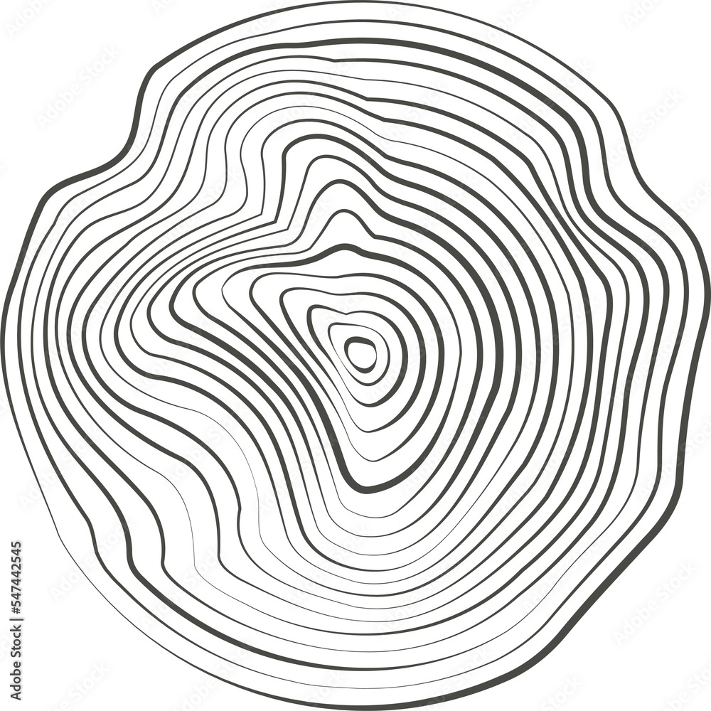 Topography line circles. Tree rings organic pattern. Nature wavy ...