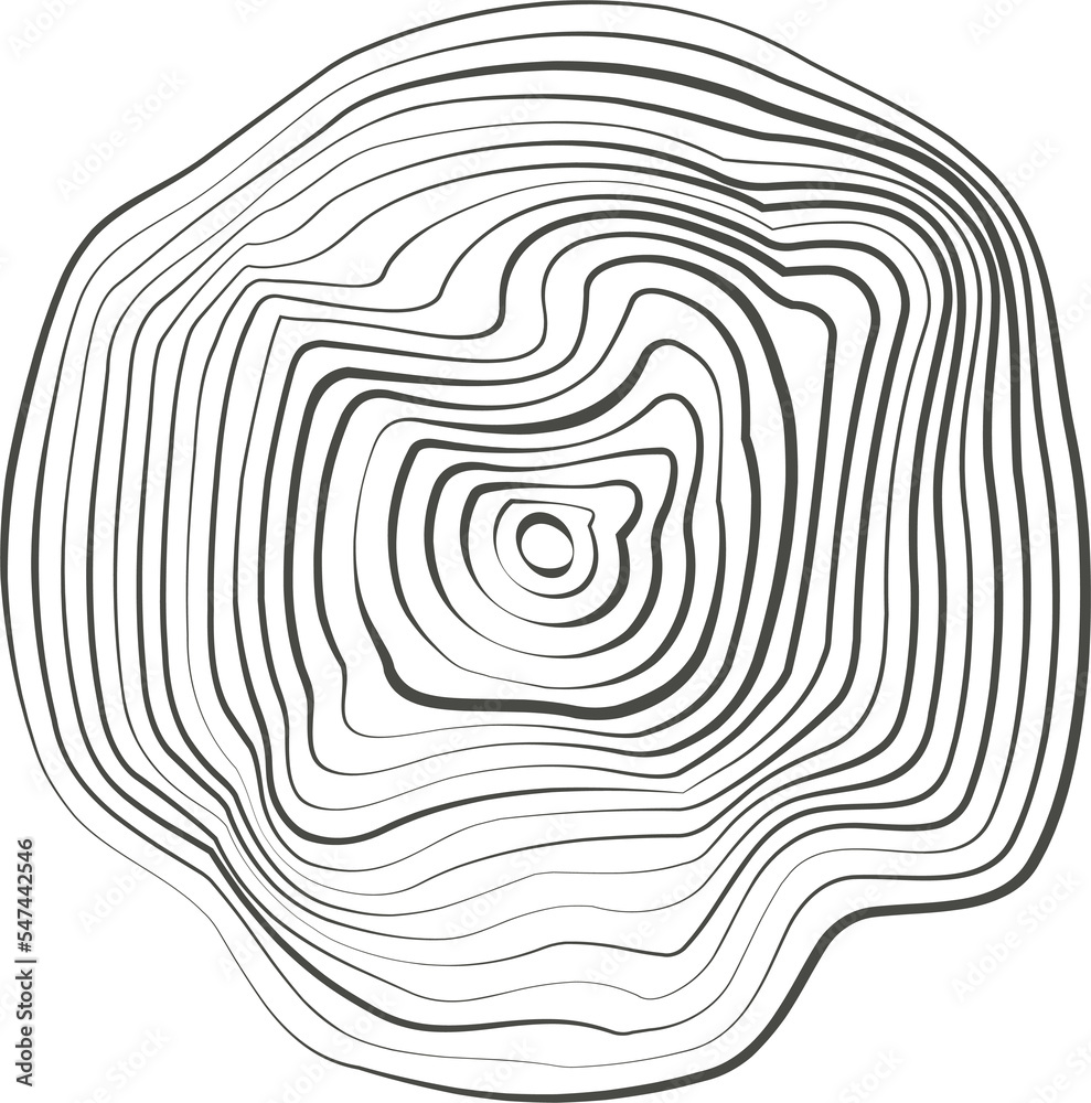 Topography line circles. Tree rings organic pattern. Nature wavy ...