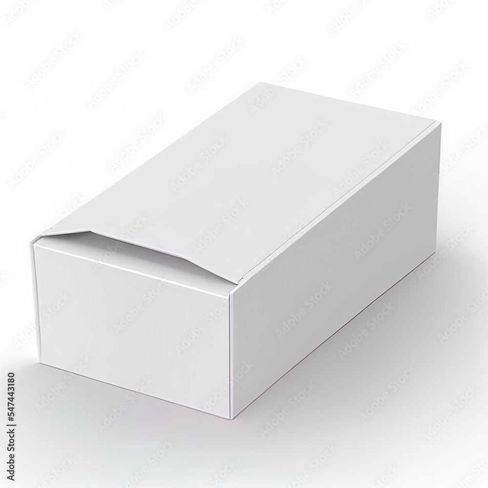 Blank tuck in flap packaging box mockup. 3d illustration isolated on ...