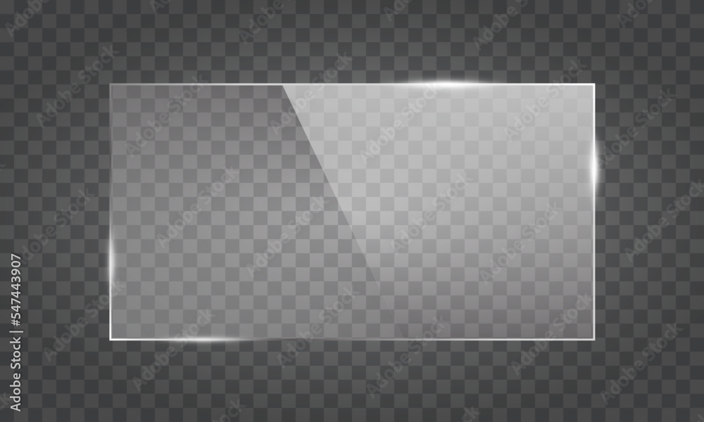 Vector glass rectangle on a transparent background. Transparent mirror ...