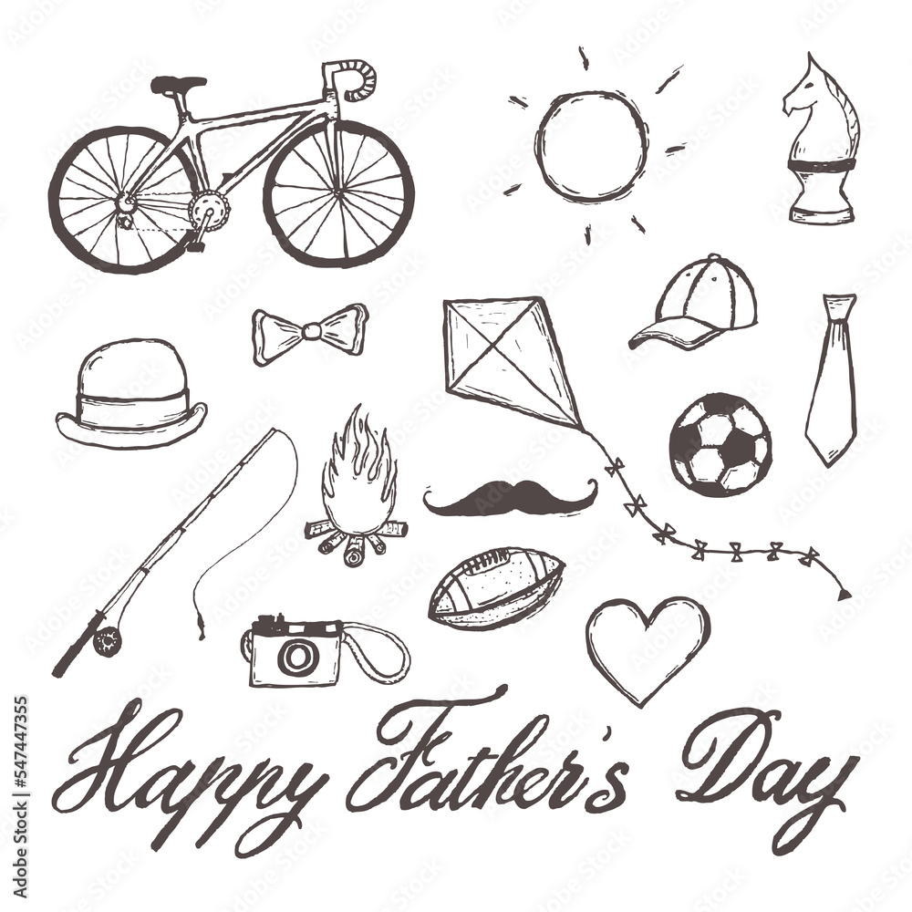 Happy Father's Day hand-drawn illustration isolated transparent ...