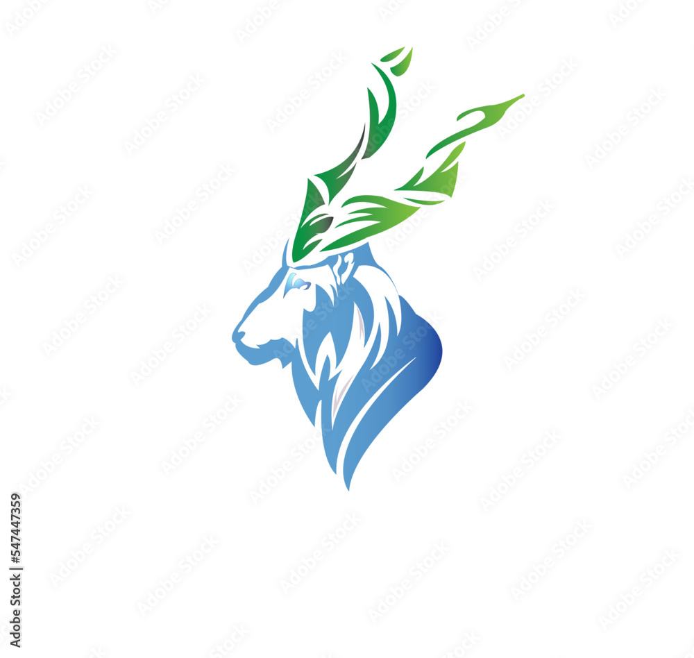 vector logo of markhor animal with random color tracing tracing Stock ...