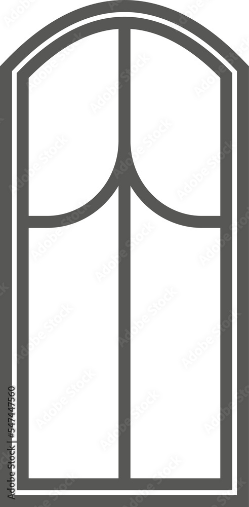 Church medieval window. Old gothic style architecture element. Outline ...