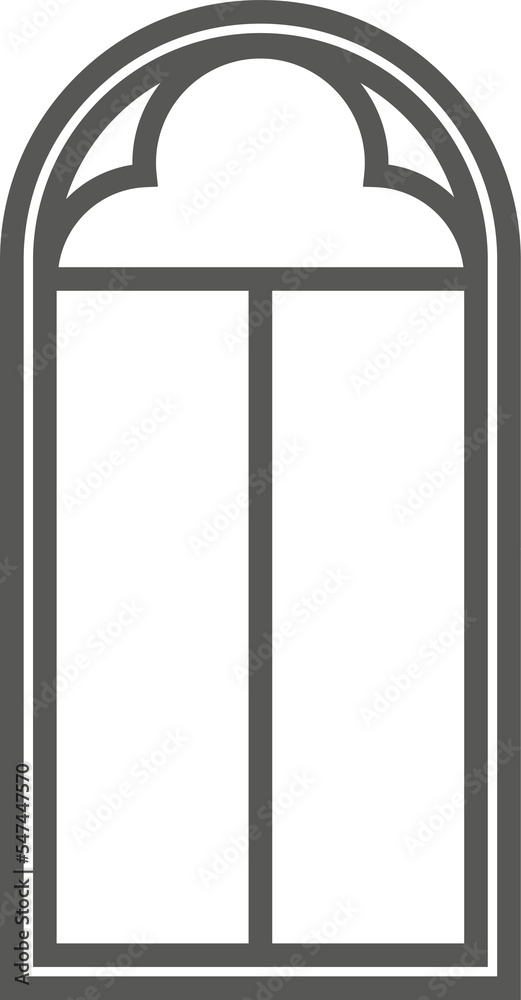 Church medieval window. Old gothic style architecture element. Outline ...