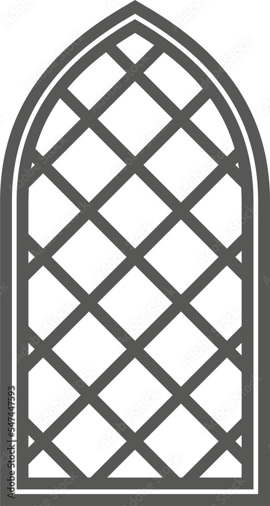 Church medieval window. Old gothic style architecture element. Outline ...