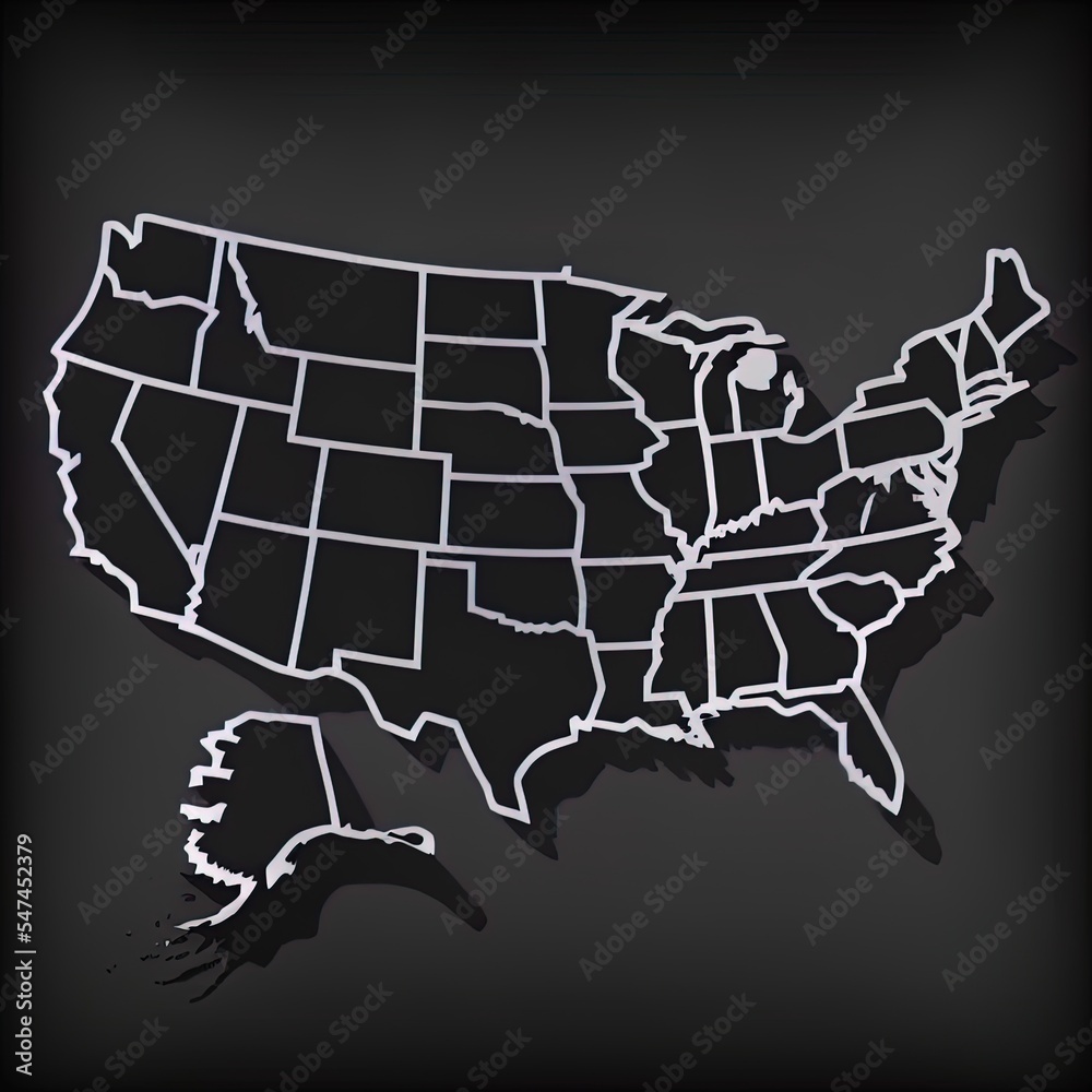 white map of usa on black shadow Stock Illustration | Adobe Stock