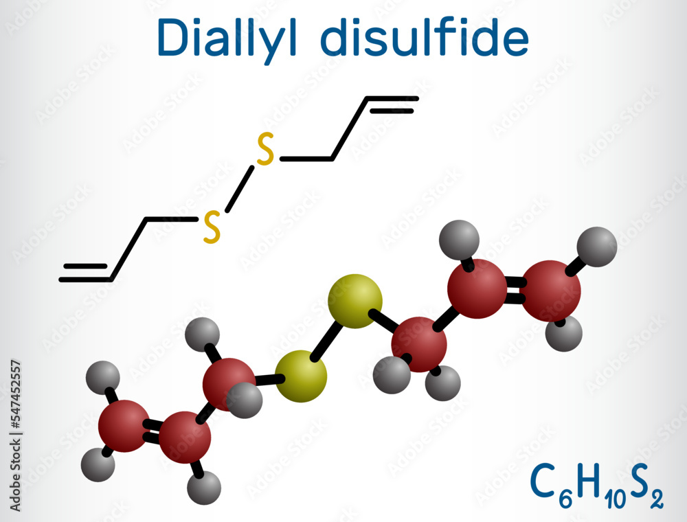 Diallyl disulfide, DADS molecule. It is organic disulfide, found in ...