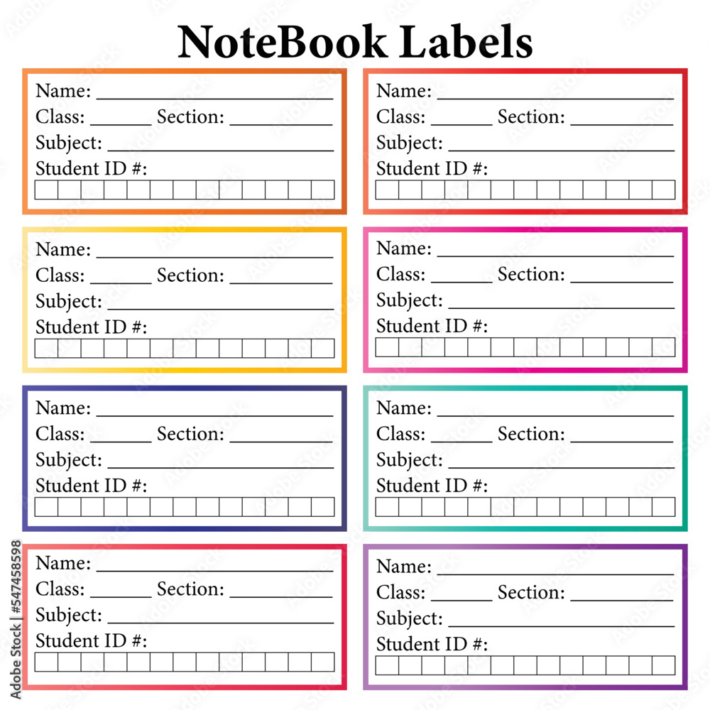 vector template of Notebook Labels design Stock Vector | Adobe Stock