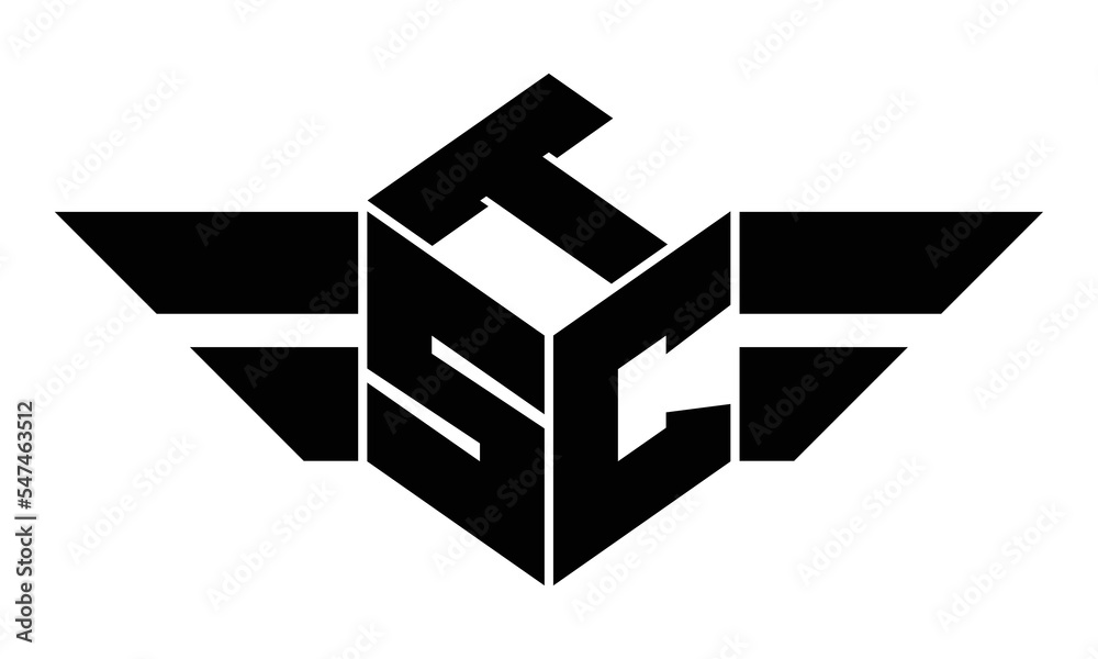 TSC three letter gaming logo in polygon cube shape logo design vector ...