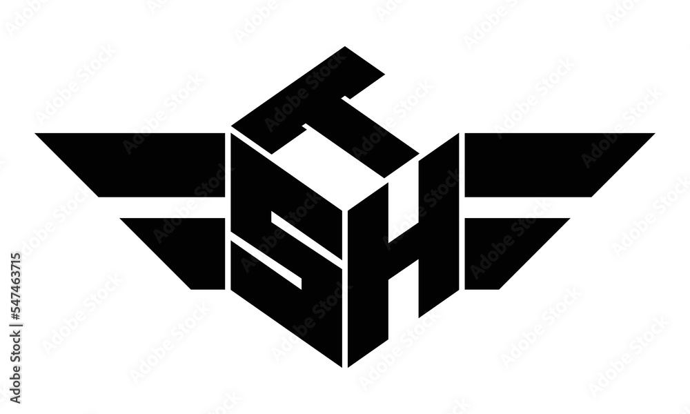 TSH three letter gaming logo in polygon cube shape logo design vector ...