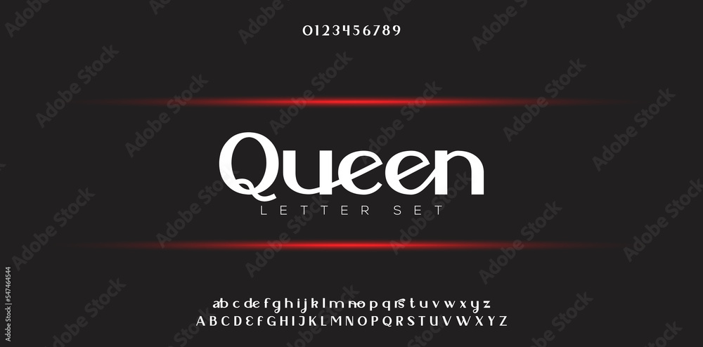 Vetor do Stock: QUEEN Luxury letter fonts and alphabet set. Modern tech ...