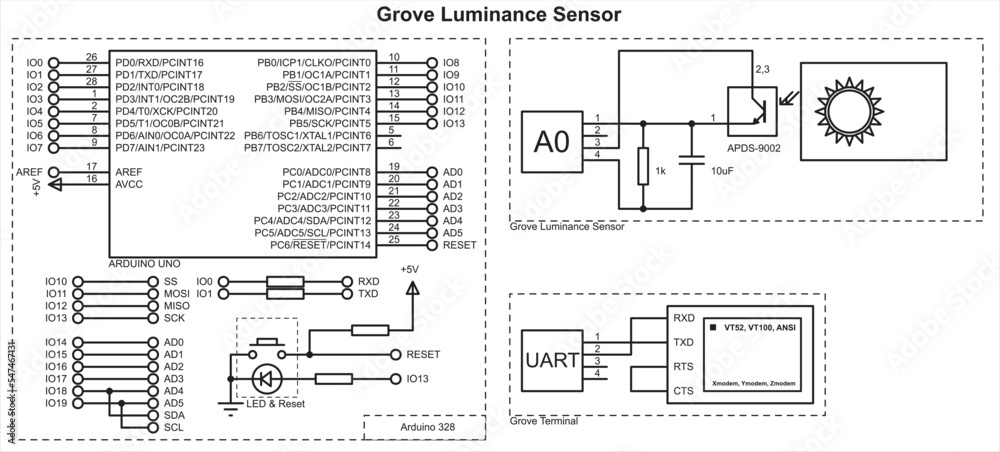 Vector schematic diagram of an electronic device on the arduino. Grove ... Vector schematic diagram of an electronic device on the arduino. Grove ...