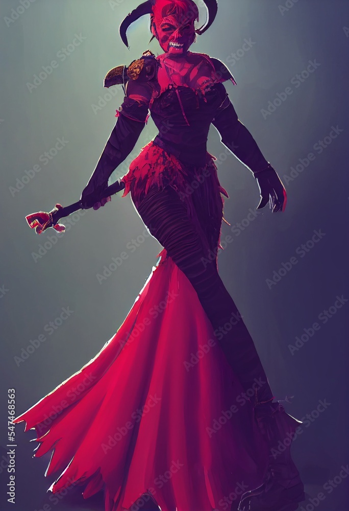 Grungy Digital Oil Painting, Punk Rock Orc in a Prom Dress and Combat ...