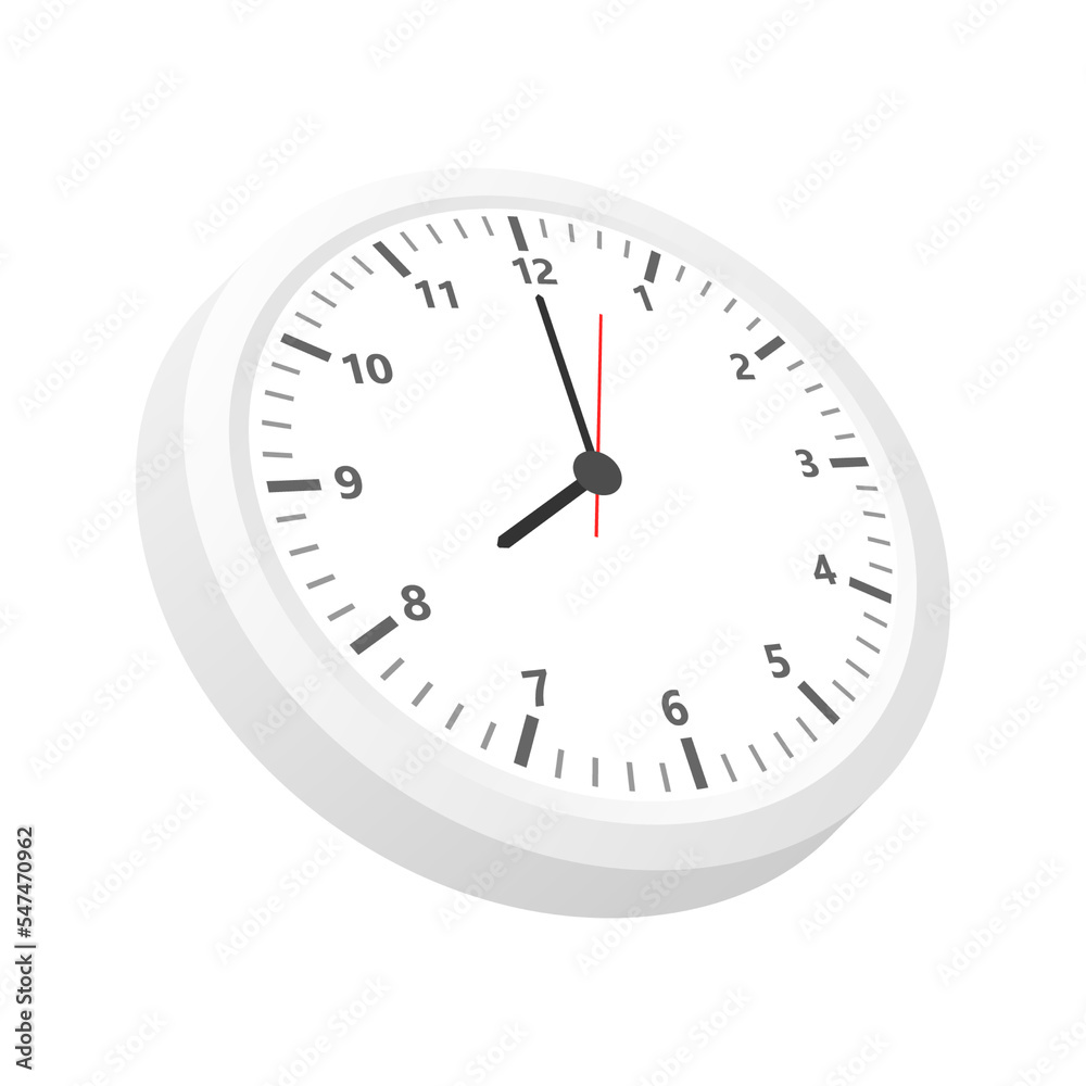 Realistic office clock. Wall round watches with time arrows and clock ...