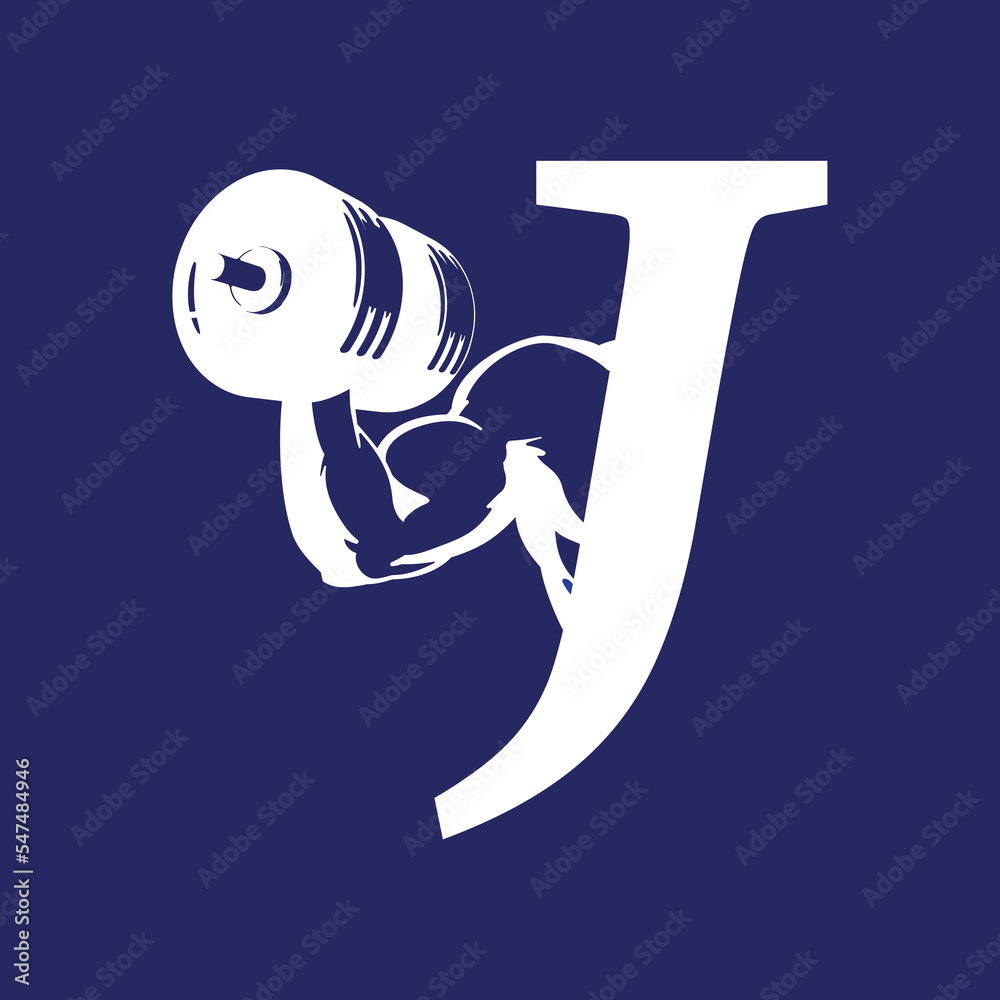 Letter J Logo With muscular shape. Fitness Gym logo. Stock Vector ...