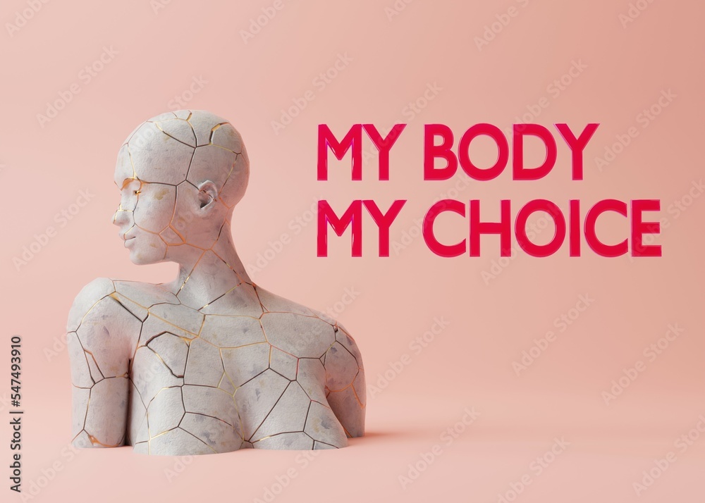 Abortion rights campaign illustration. My body my choice 3d text on ...