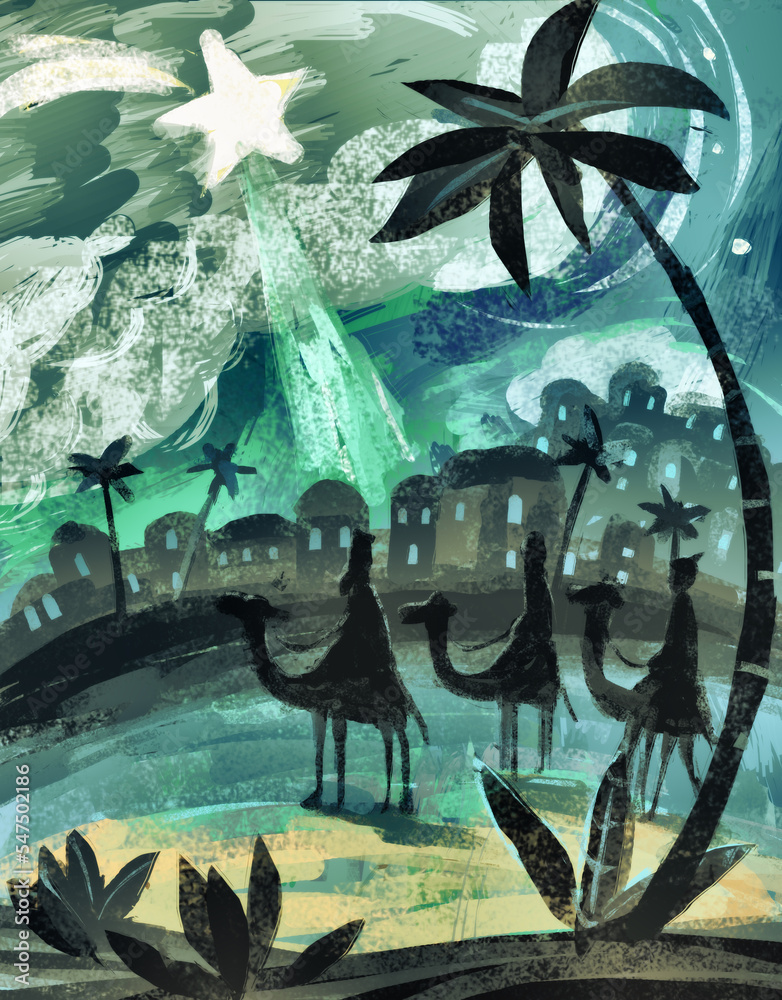 cartoon illustration of the holy family traditional scene Stock ...