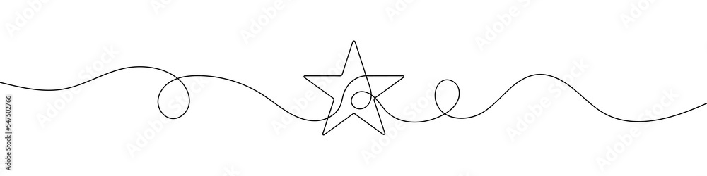 Star in continuous line drawing style. Line art star icon. Vector ...