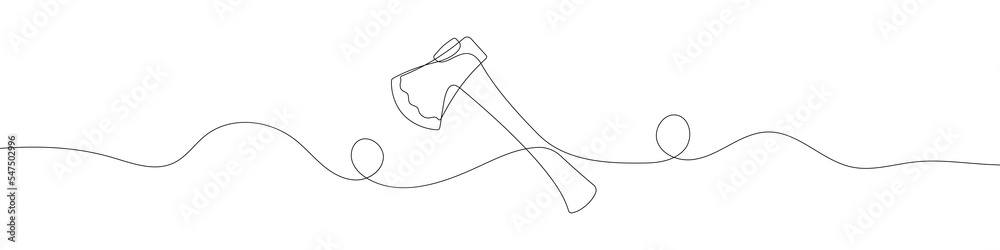 Axe icon in continuous line drawing style. Line art of an axe symbol ...