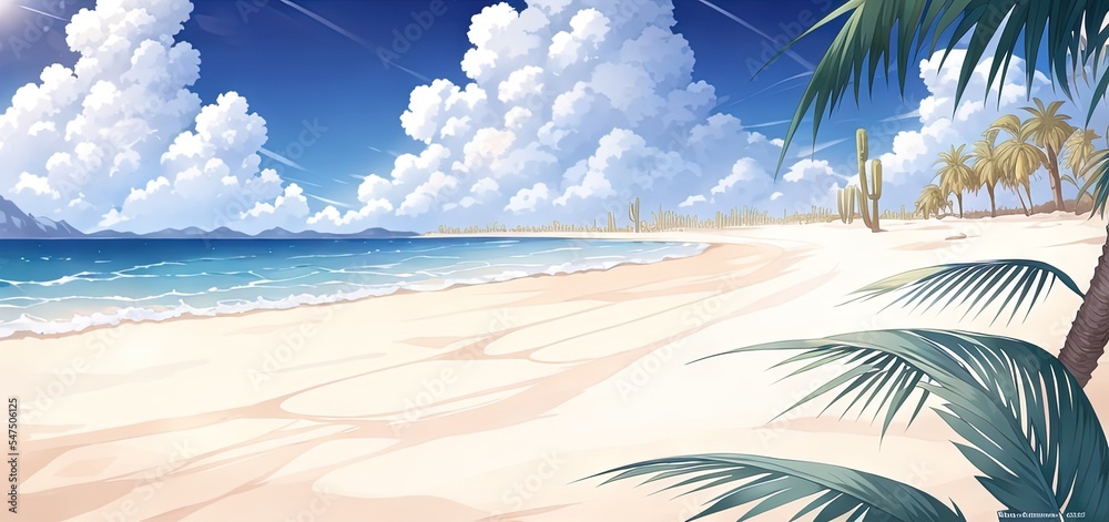 Art for anime series. Desert. Sand. Sunset. Cloud. AI generated art ...