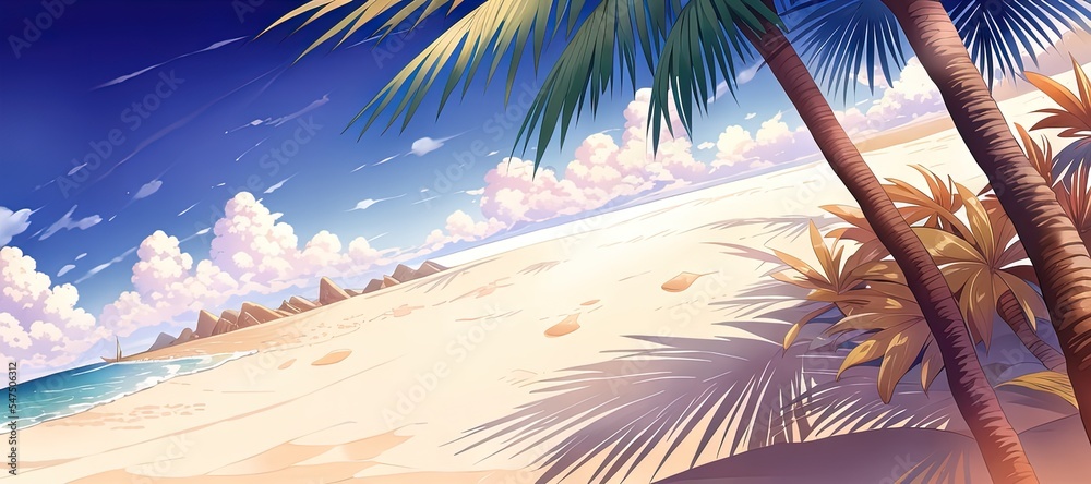 Art for anime series. Desert. Sand. Sunset. Cloud. AI generated art ...