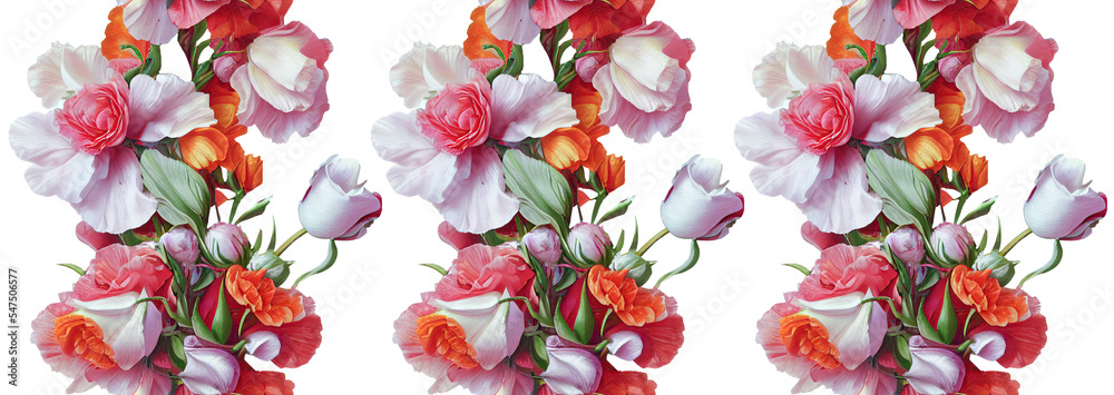 Seamless floral border on transparent background. . Seamless flowers ...