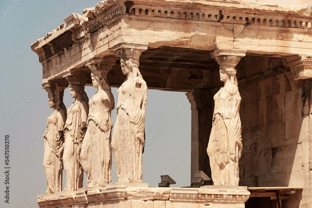 Female statues serve as columns on Porch of the Caryatids on the ...