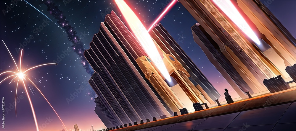 Art for anime series. Rocket. SunSet. AI generated art illustration ...