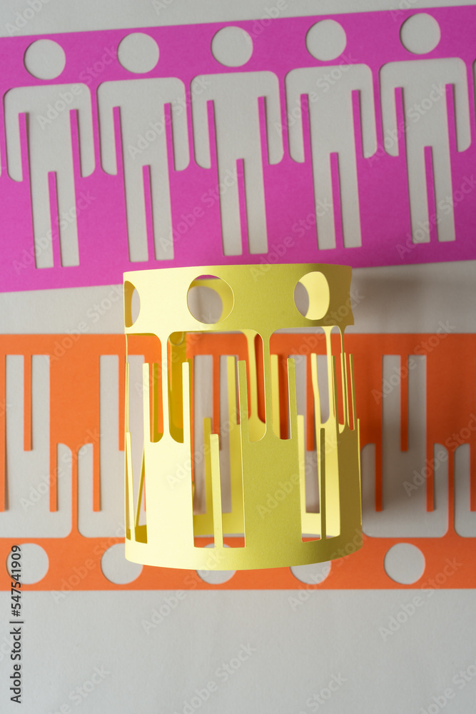 3d object with stick figure glyph cutouts Stock Photo | Adobe Stock