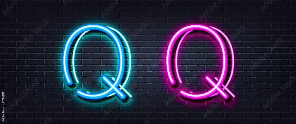 Initial letter Q icon. Neon light line effect. Line typography ...