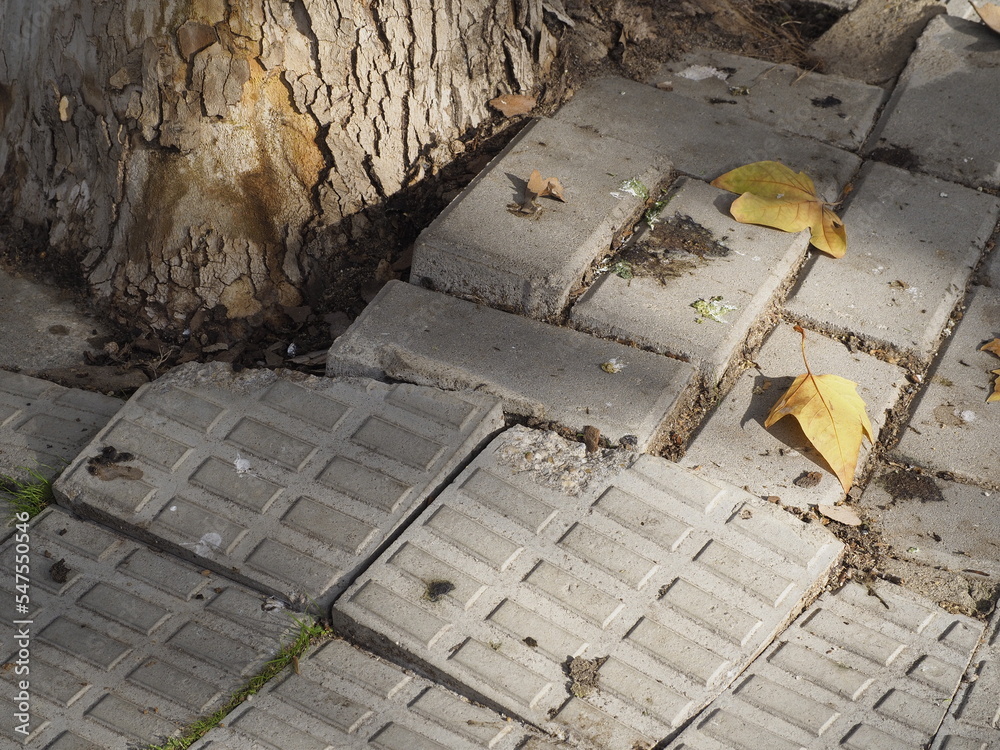 broken concrete pathway brick surface background, close up abstract ...