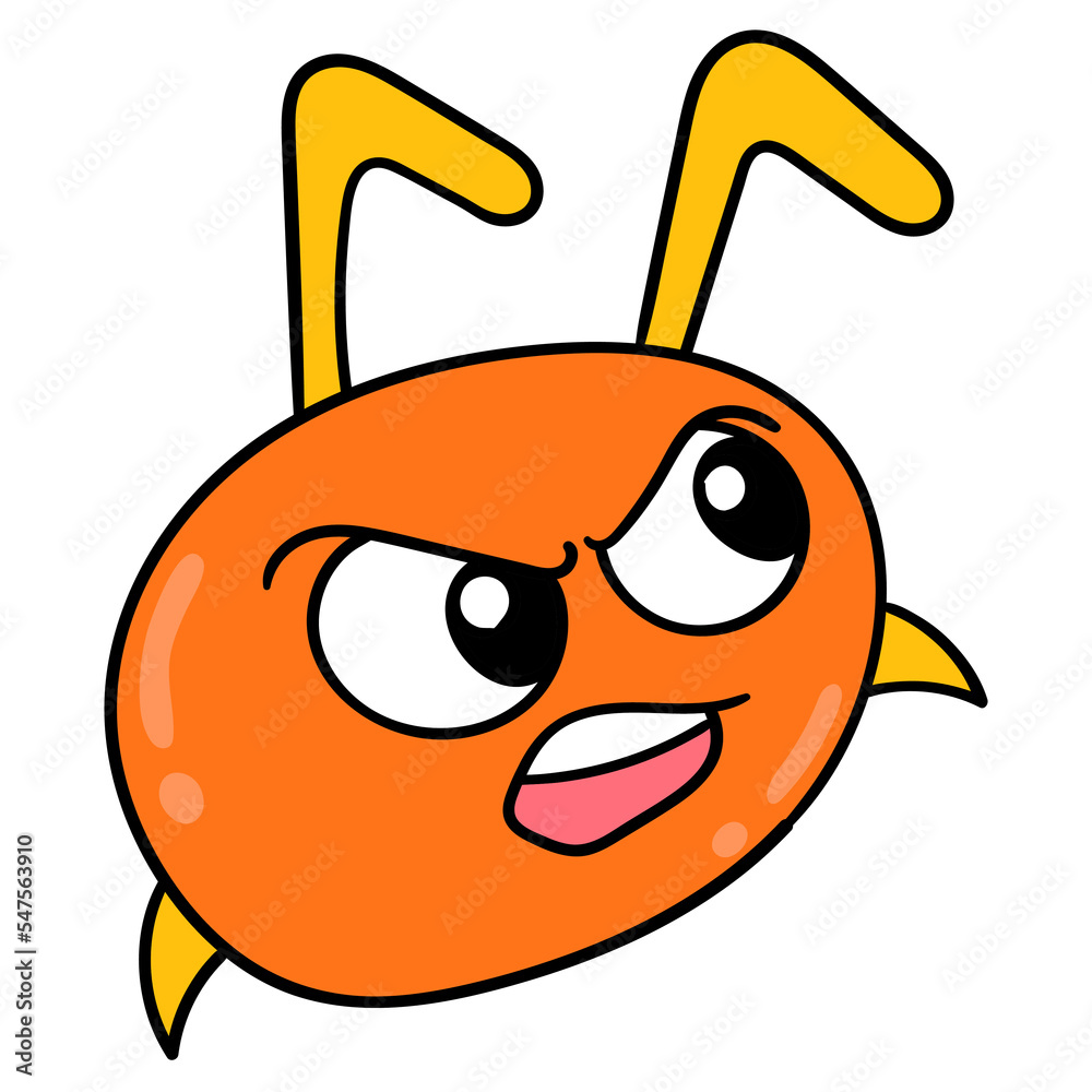 Vector illustration of a cute cartoon angry insect face Stock Vector ...