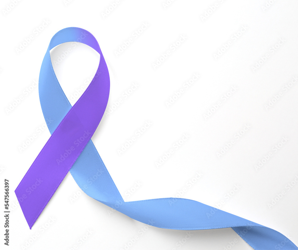 World Arthritis Day. Blue and purple awareness ribbon on white ...