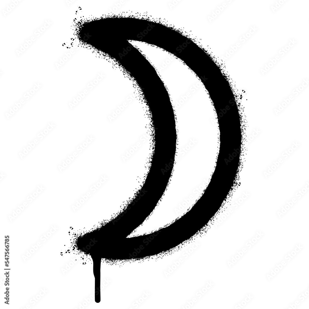Spray Painted Graffiti crescent moon Sprayed isolated with a white ...