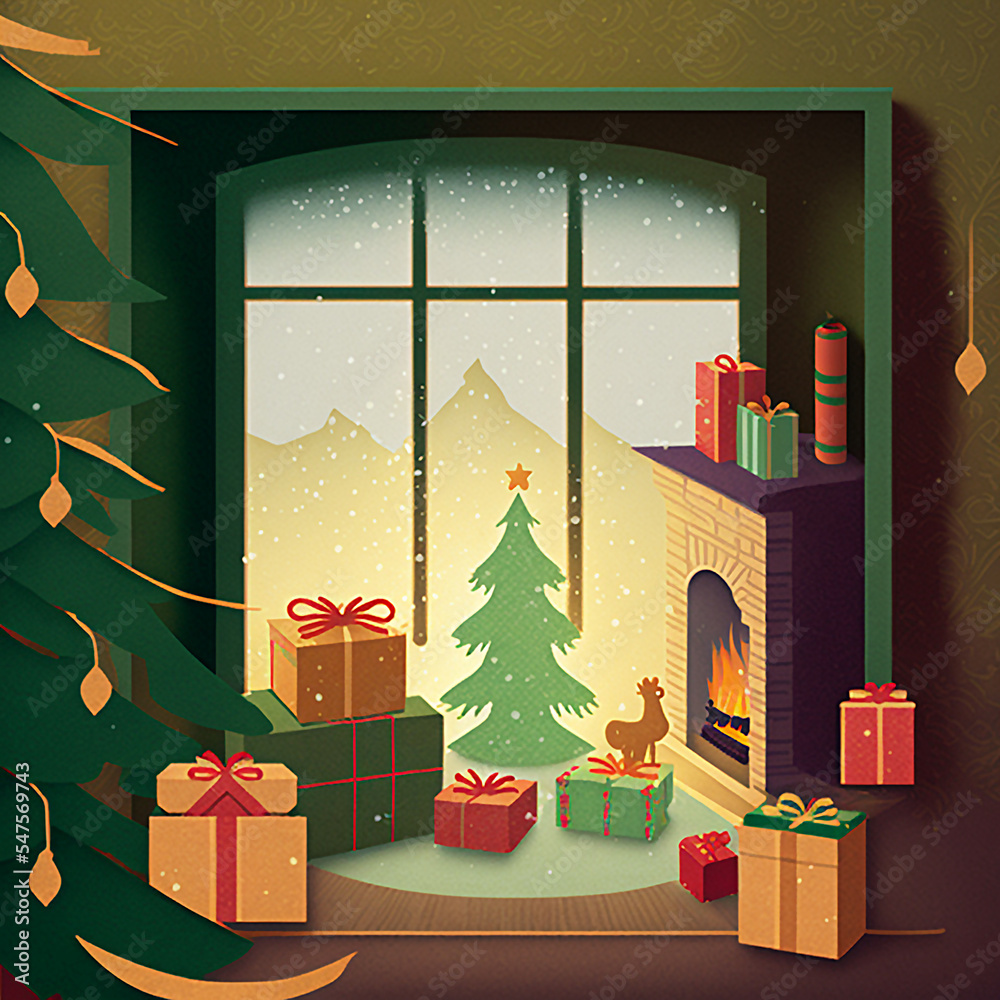 3d layered paper craft cut illustration of a traditional christmas ...