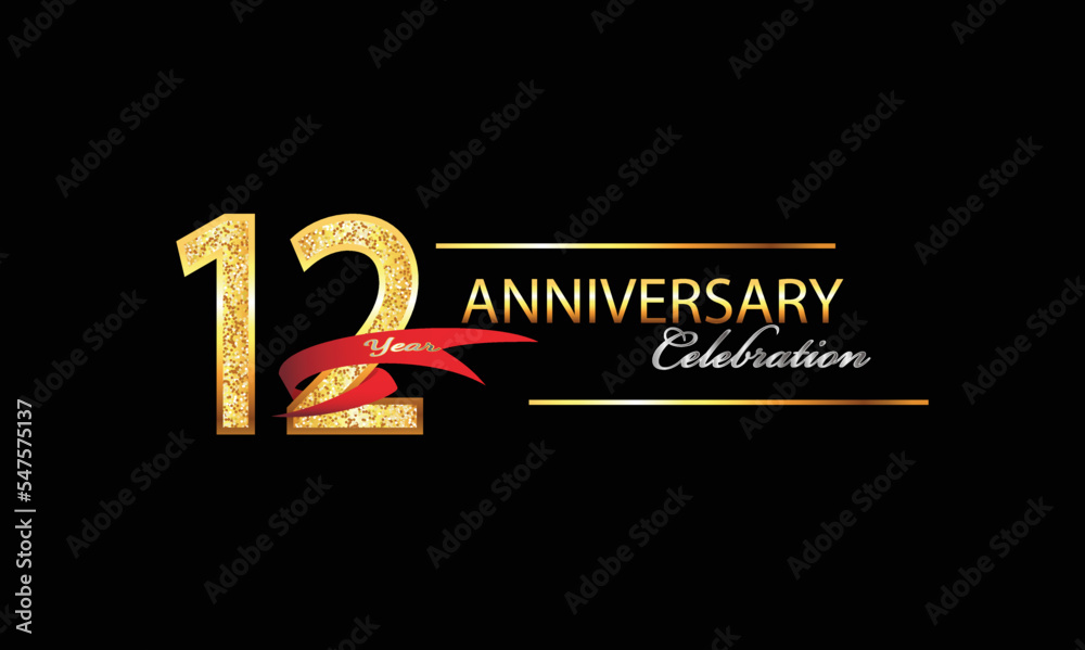 12 Year Anniversary celebration Vector Design. 12th Anniversary ...