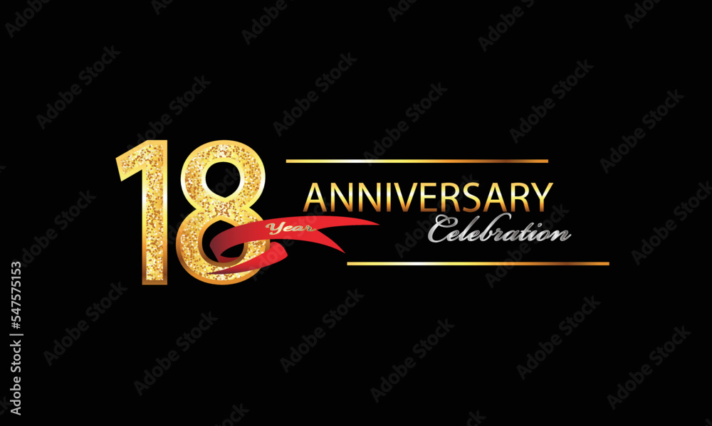 18 Year Anniversary celebration Vector Design. 18th Anniversary ...